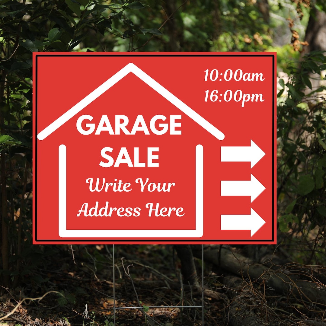 Garage Sale Yard Sign, Editable Yard Sign, Printable Garage Sale Sign ...