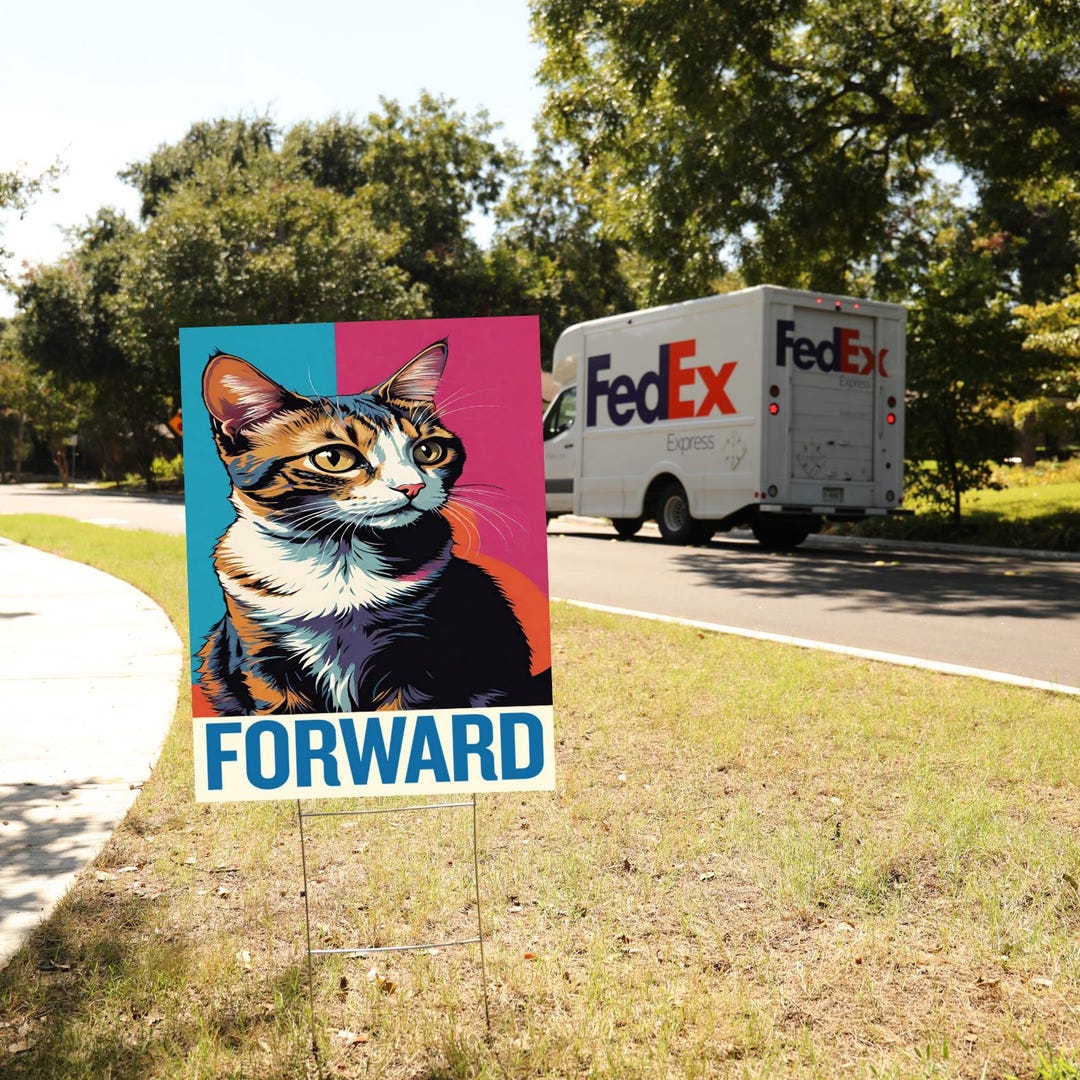 Kamala Harris Cat Yard Sign, Forward Yard Sign, Cute Political Yard ...