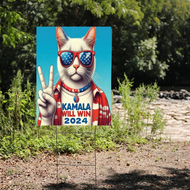 Kamala Harris Cat Yard Sign, Cute Political Yard Sign, Funny Kamala ...