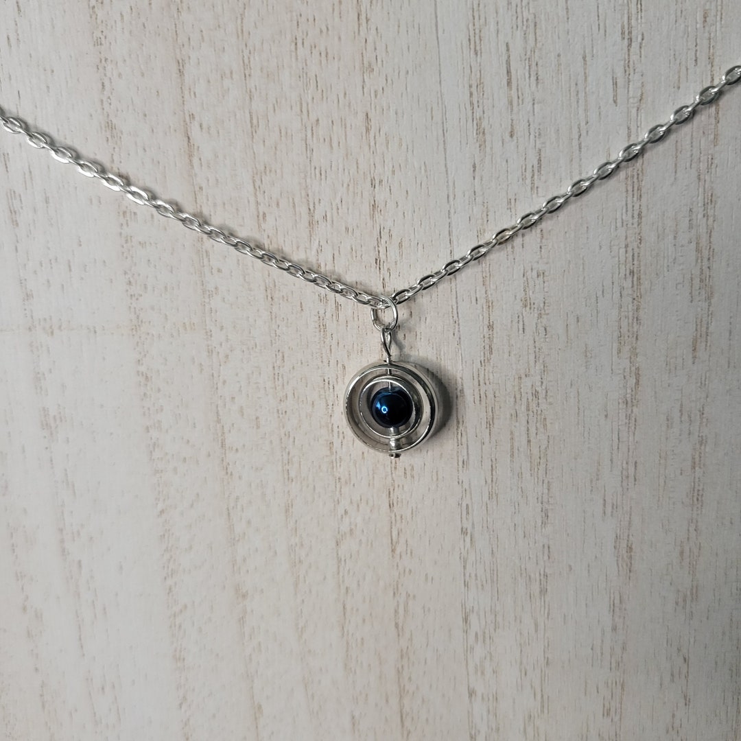 Dark Blue Glass Bead Fidget Spinner Necklace - Etsy