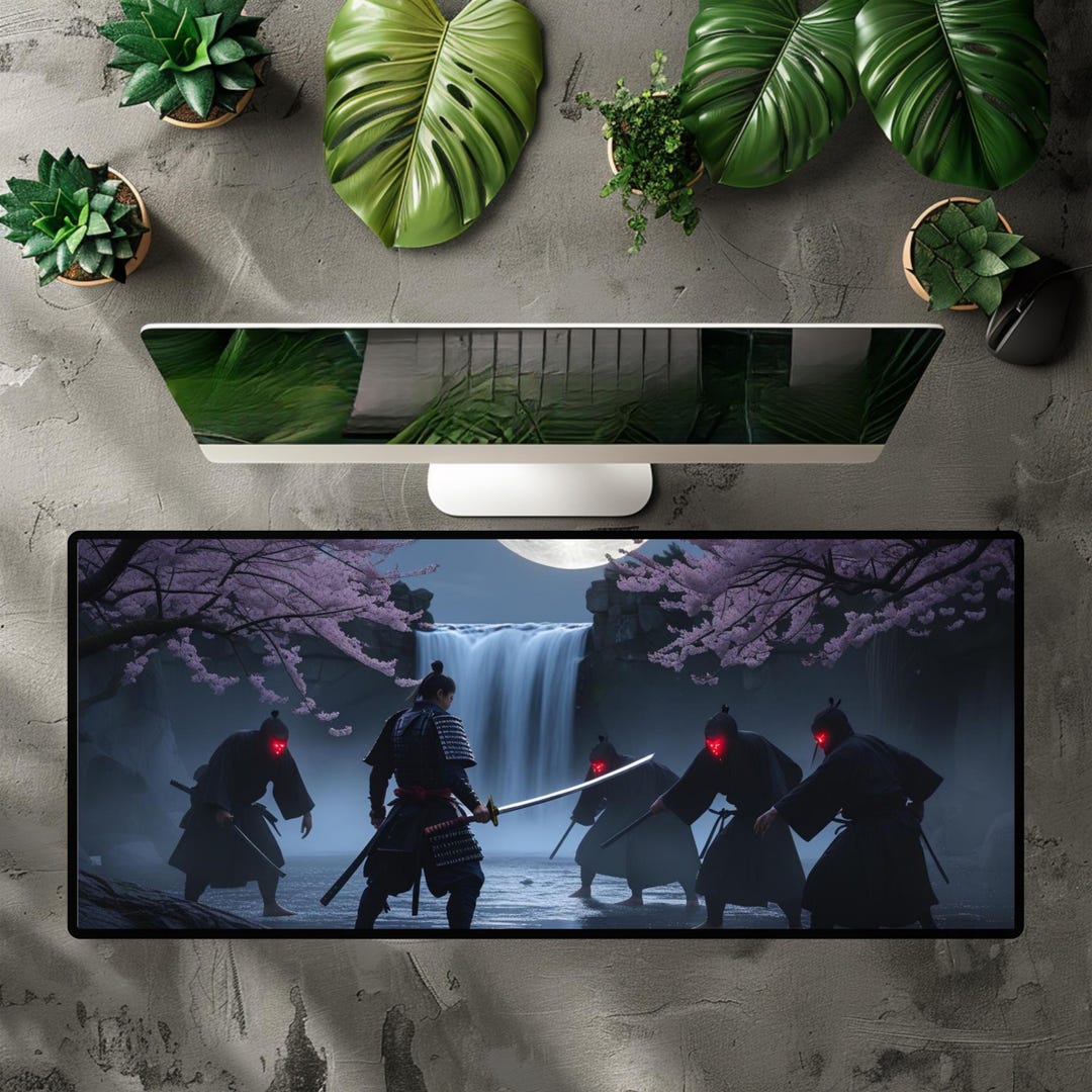 Samurai Desk Mat: Anime Office Decor, Gamer Gift - Etsy