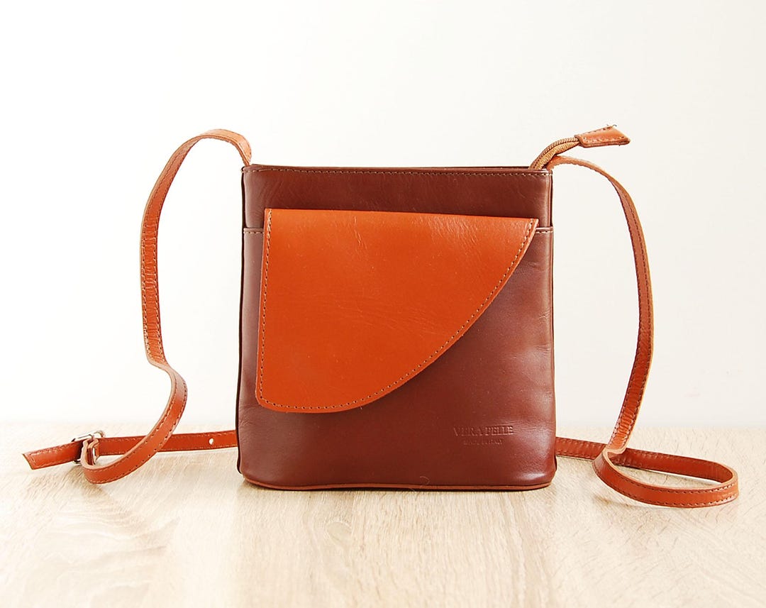 Vera Pelle Purse Orange Leather Bag Crossbody Women Purse Small ...