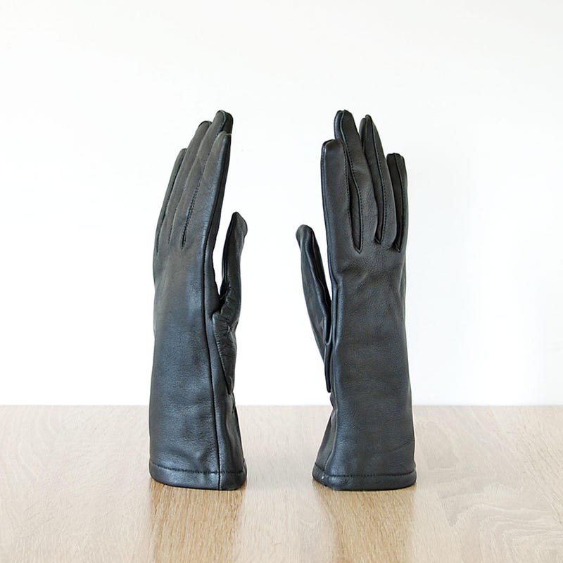 Black Leather Gloves - Etsy