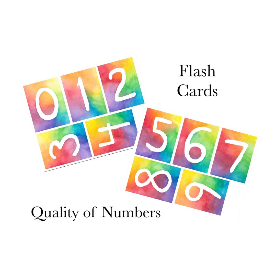 Rainbow Numbers Flashcards 0-9 birthday Theme - Etsy