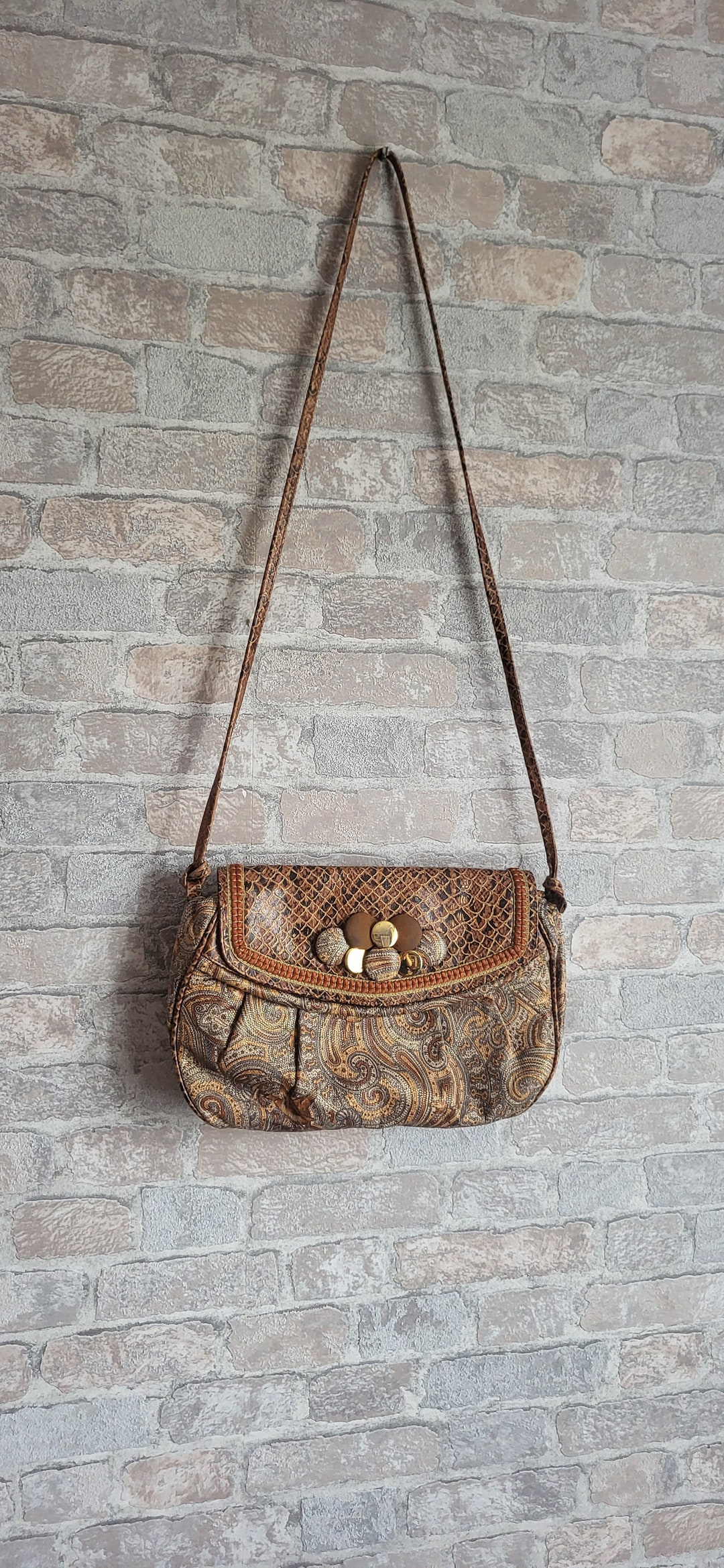 Crossbody Bag With Python Vintage Silvano Biagini Genuine Leather ...