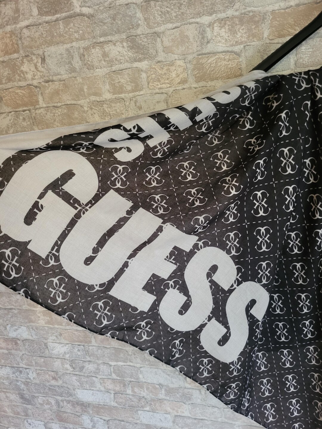 Rare Vintage Luxury Authentic Large Scarf Stole Guess With Logo Made in ...