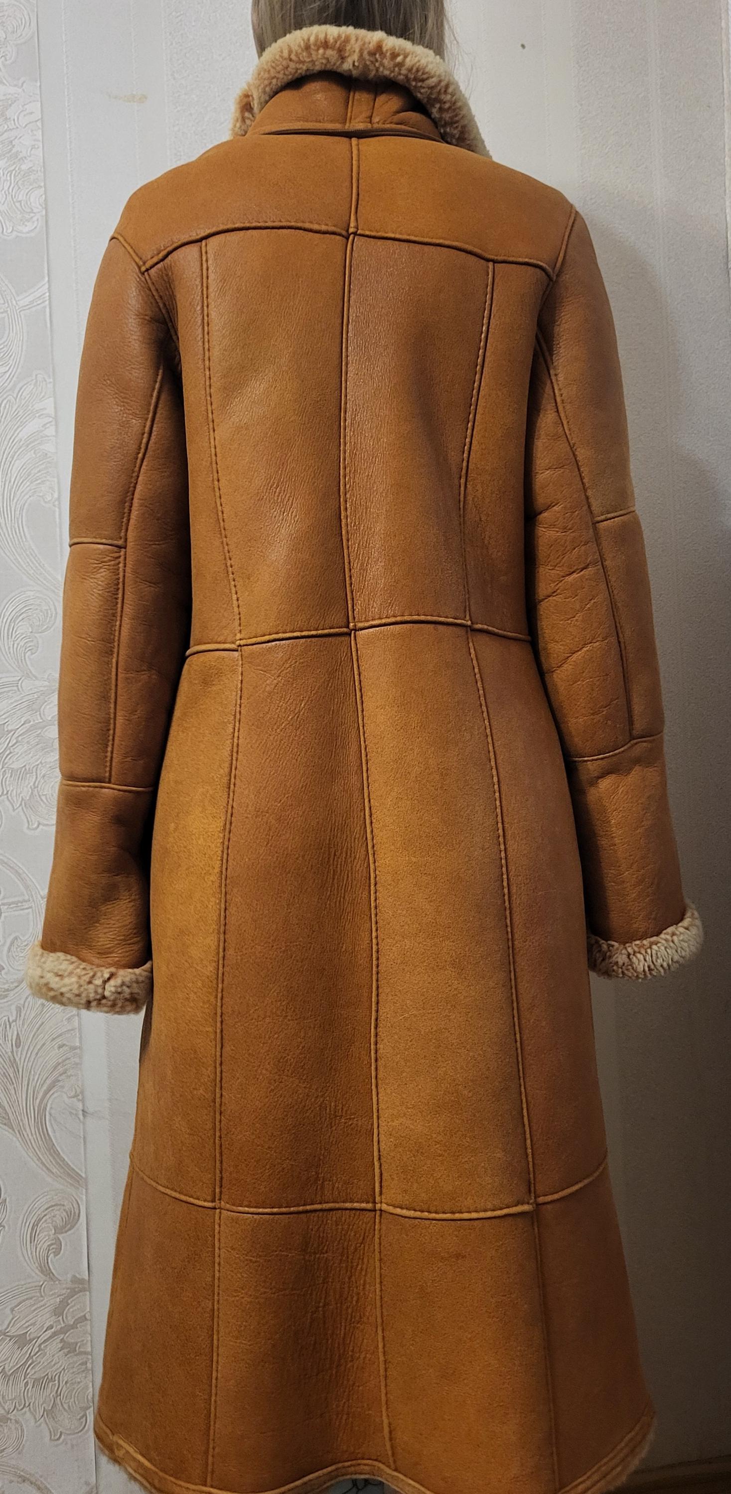 Vintage Sheepskin Shearling Coat Full Length L 100% Real Natural ...