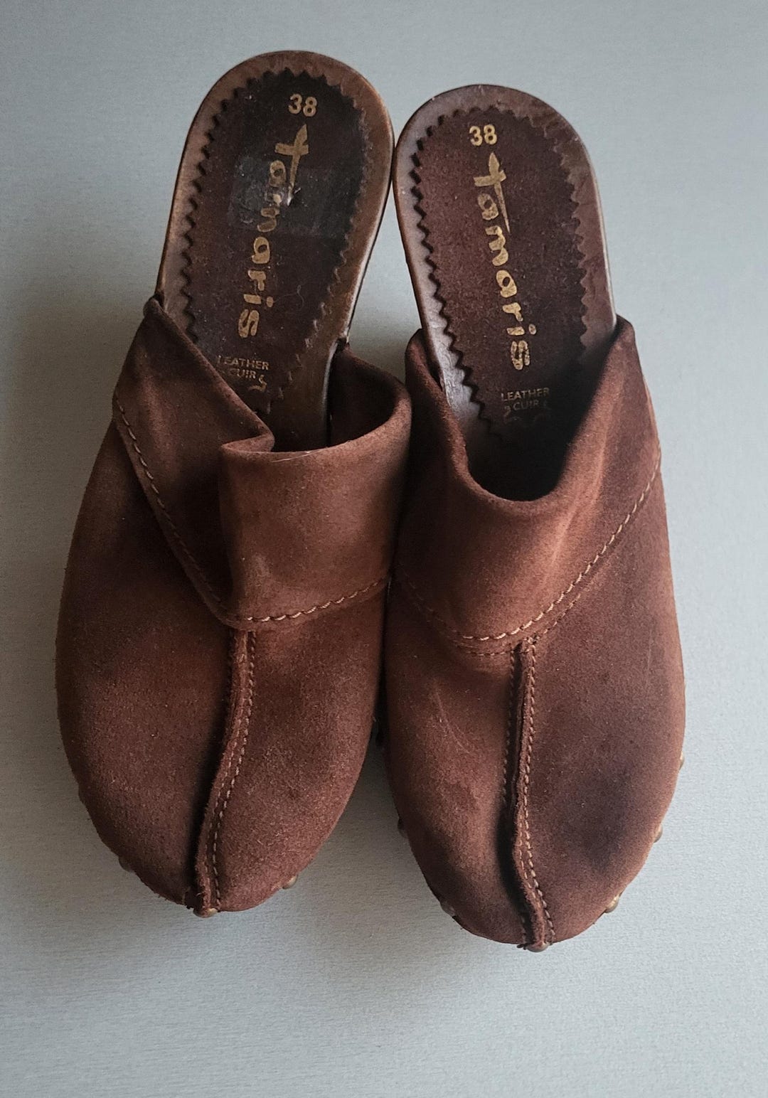 Women's Platform Shoes /tamaris/ Clogs in Brown Leather (EU Size 38 ...