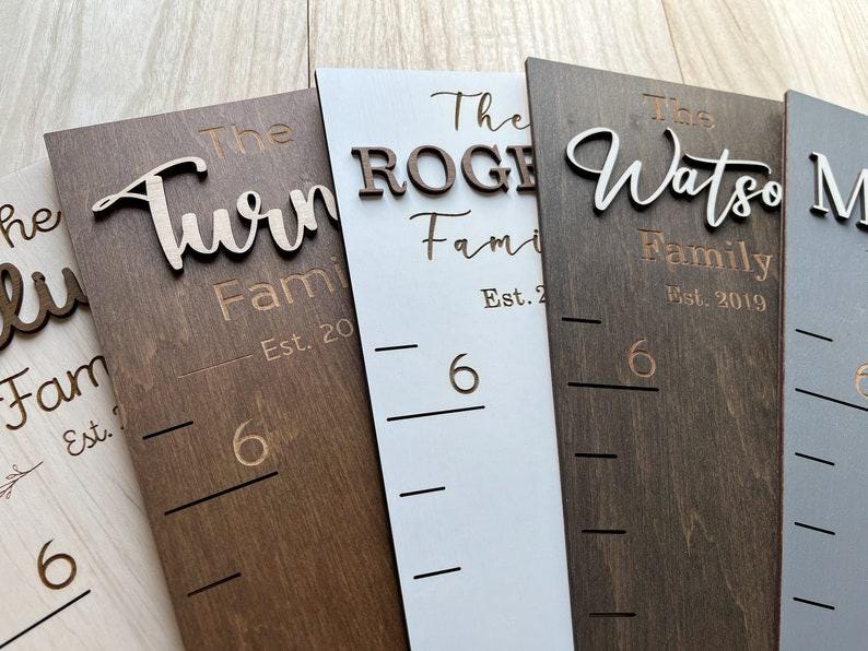 Family Height Chart Baby Growth Chart Wooden Nursery Decor Height Chart for Kids Personalized ...