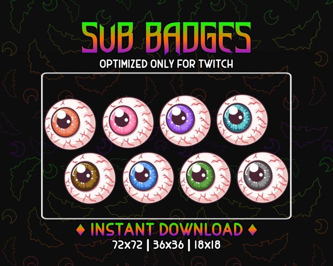 Twitch Eyeball Sub Badges: Multicolor Subscriber Badges (digital File ...