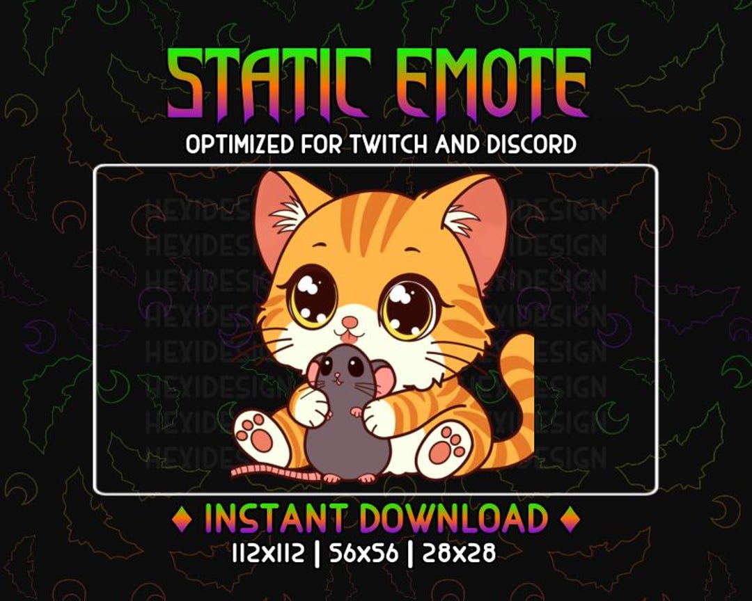 Twitch Emote Orange Tabby With Mouse Friend Cute Chibi for Streamers ...