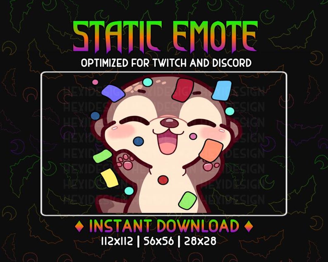 Twitch Emote Hype Chibi Otter Happy Excited Confetti - Etsy