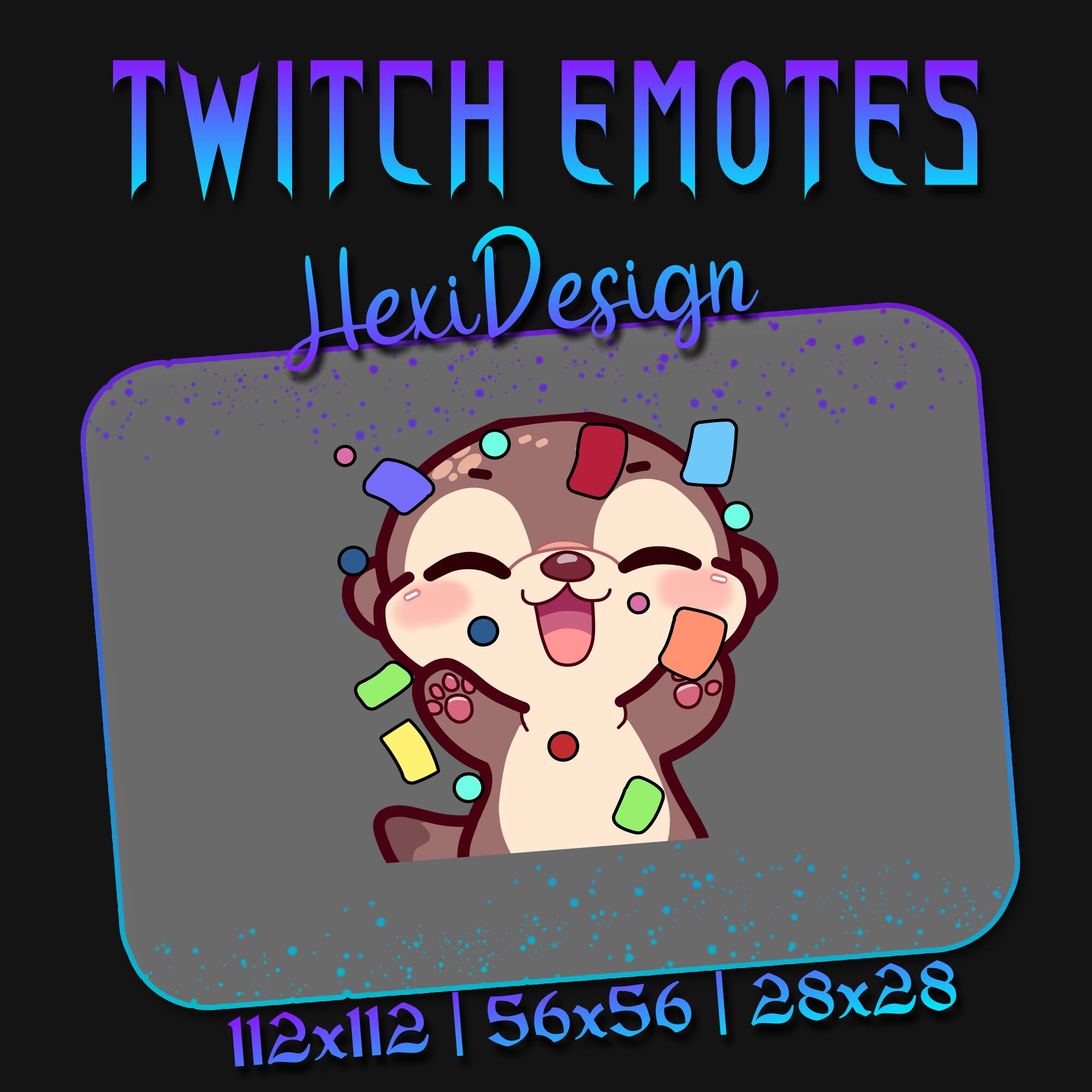 Twitch Emote Hype Chibi Otter Happy Excited Confetti - Etsy