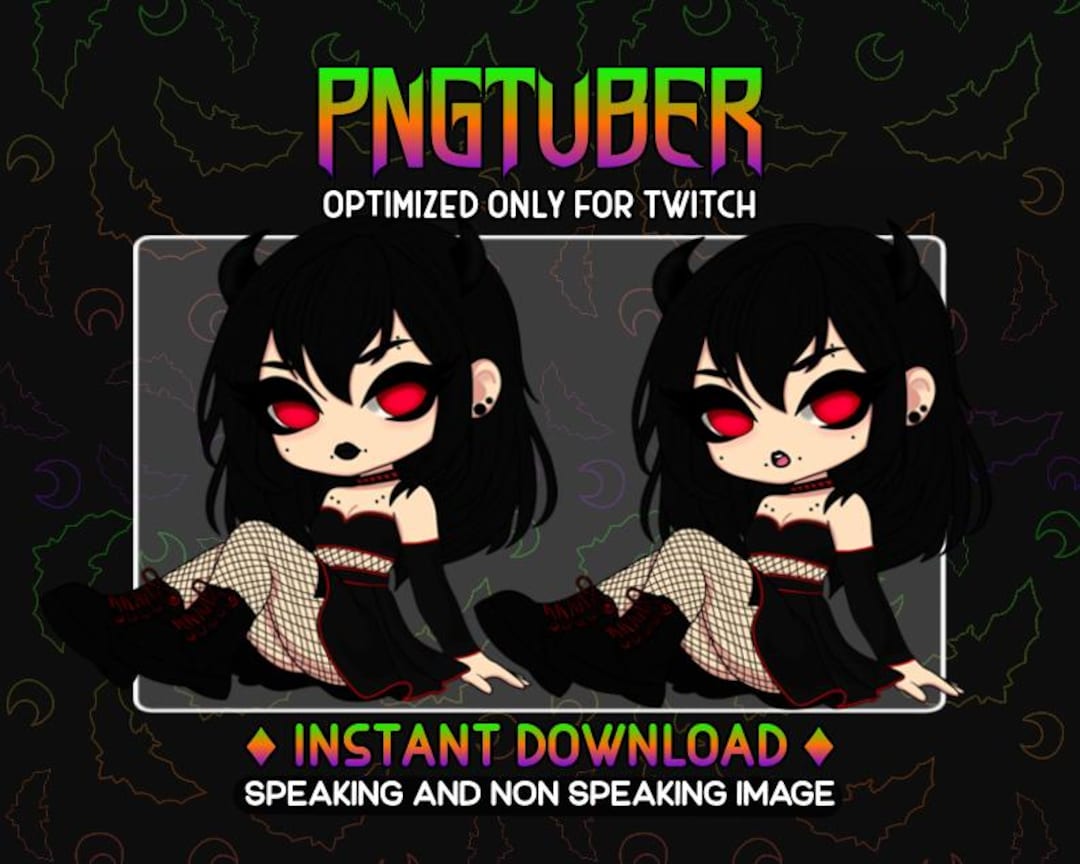 Twitch Goth Girl RED Pngtuber | Pierced Goth Girl | Pngtuber for ...