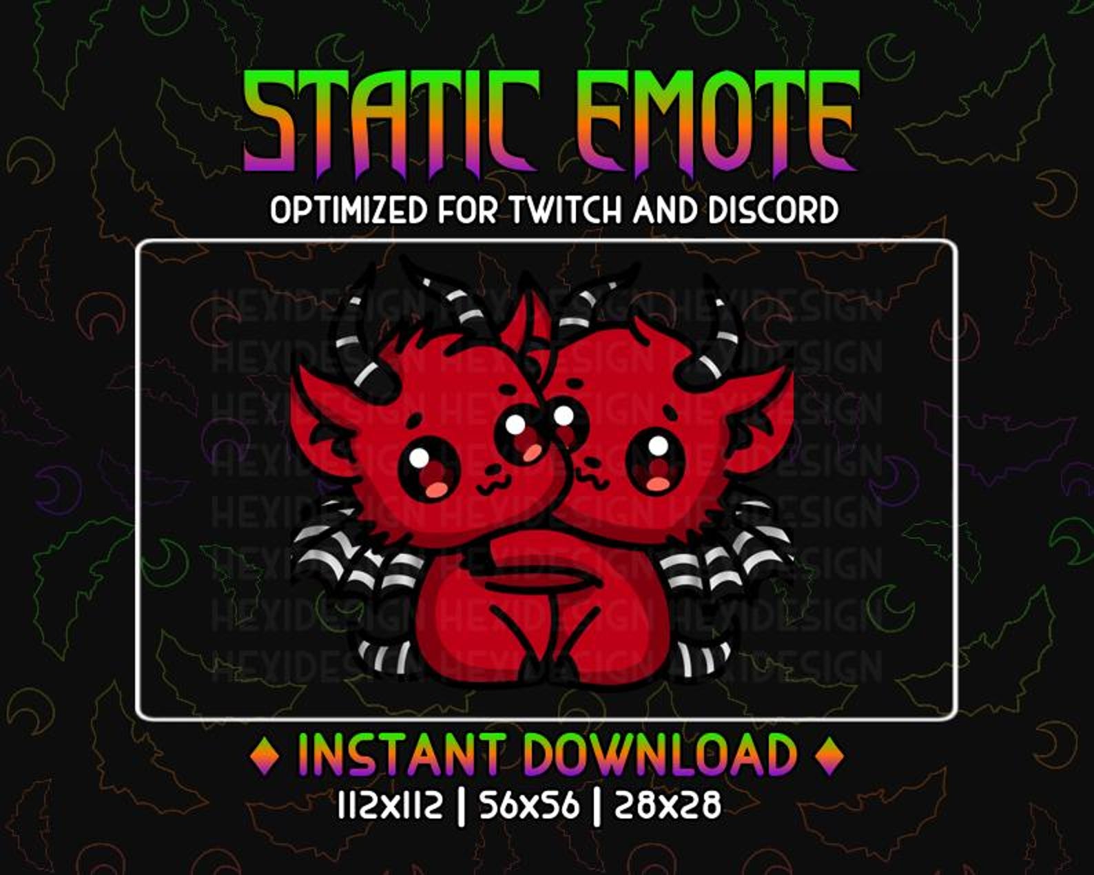 Twitch Red Bat Devil Horns Hugging Emote for Streamers Youtube Twitch ...