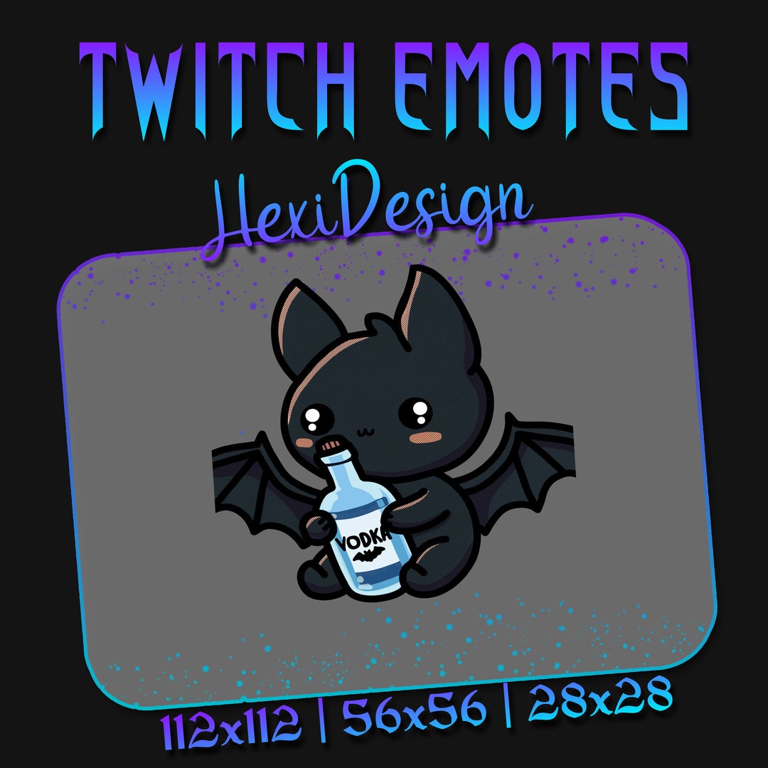 Twitch Emote Chibi Black Bat Holding Vodka Bottle Alcoholic Bat Funny ...