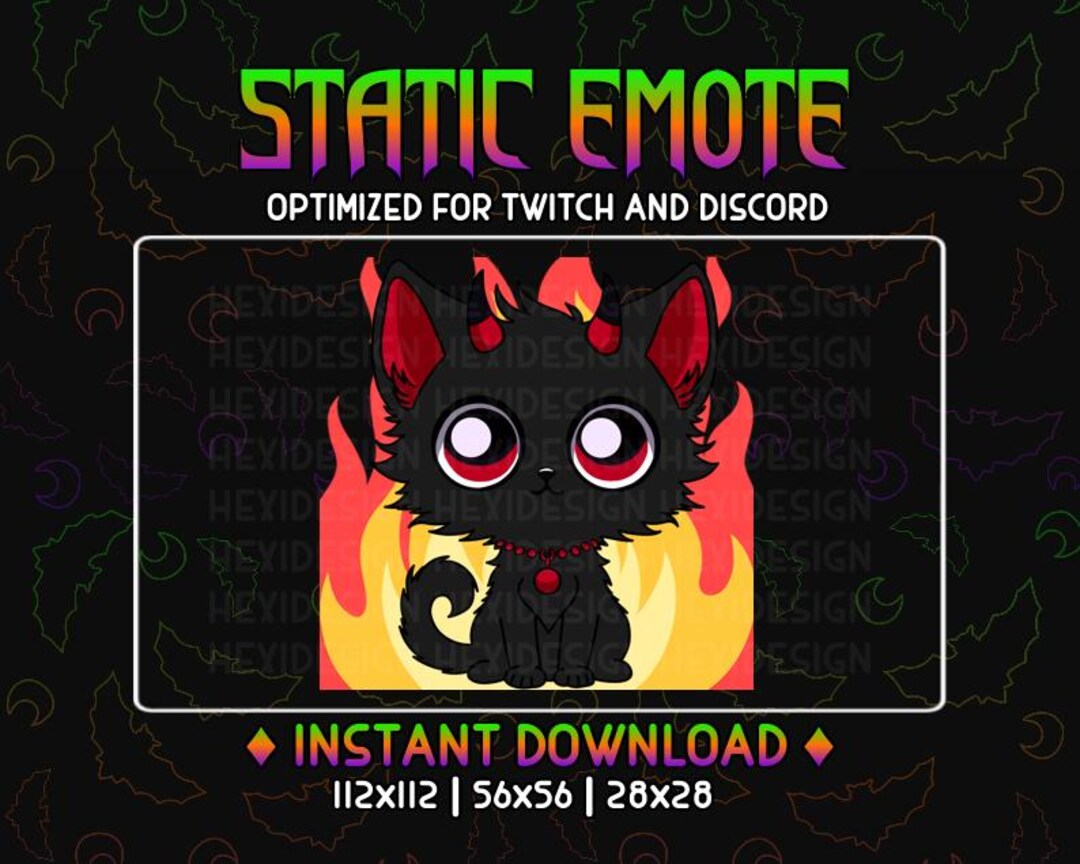 Demon Kitty Twitch Emote | Kitty in Fire (digital File) - Etsy
