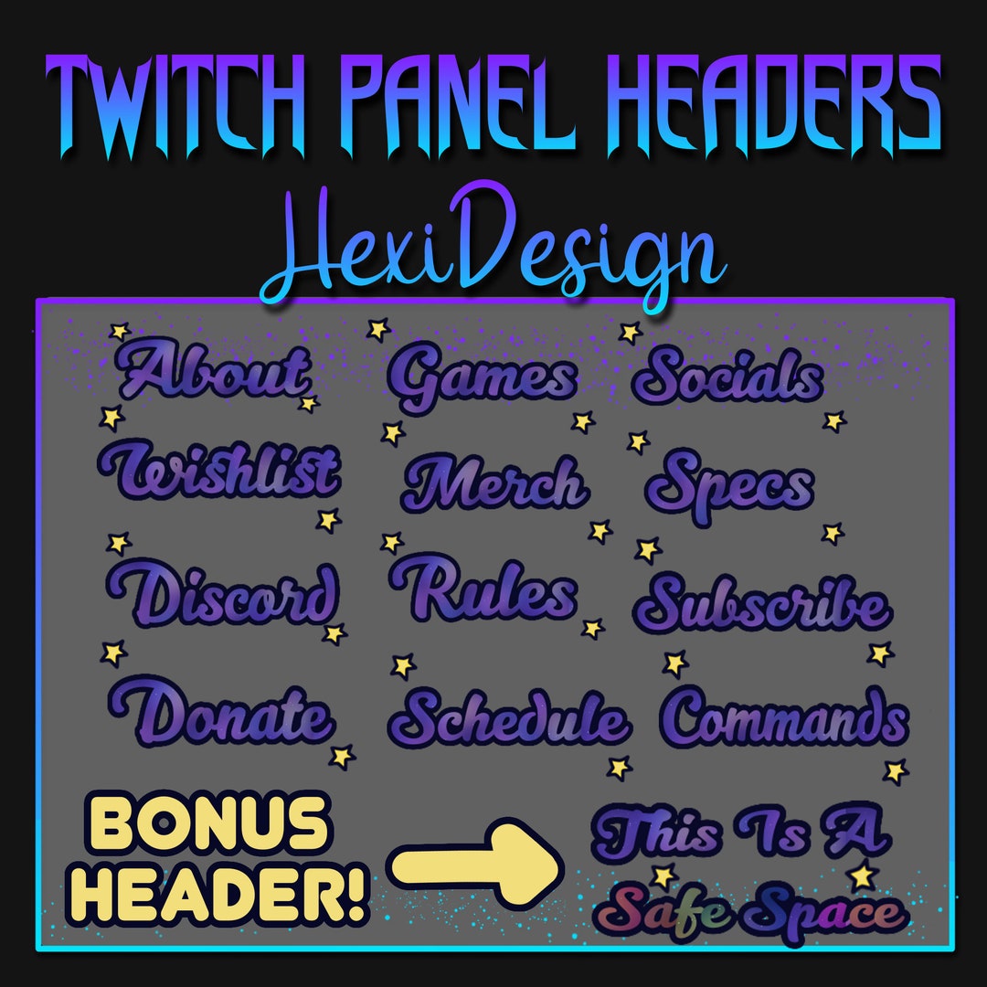 Twitch Crystal Panel Headers Pack Stars Celestial Cute - Etsy