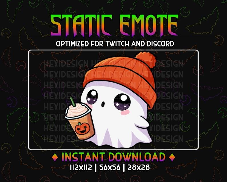 Ghost Twitch Emote: Beanie, Iced Coffee, Pumpkin Spice (digital ...