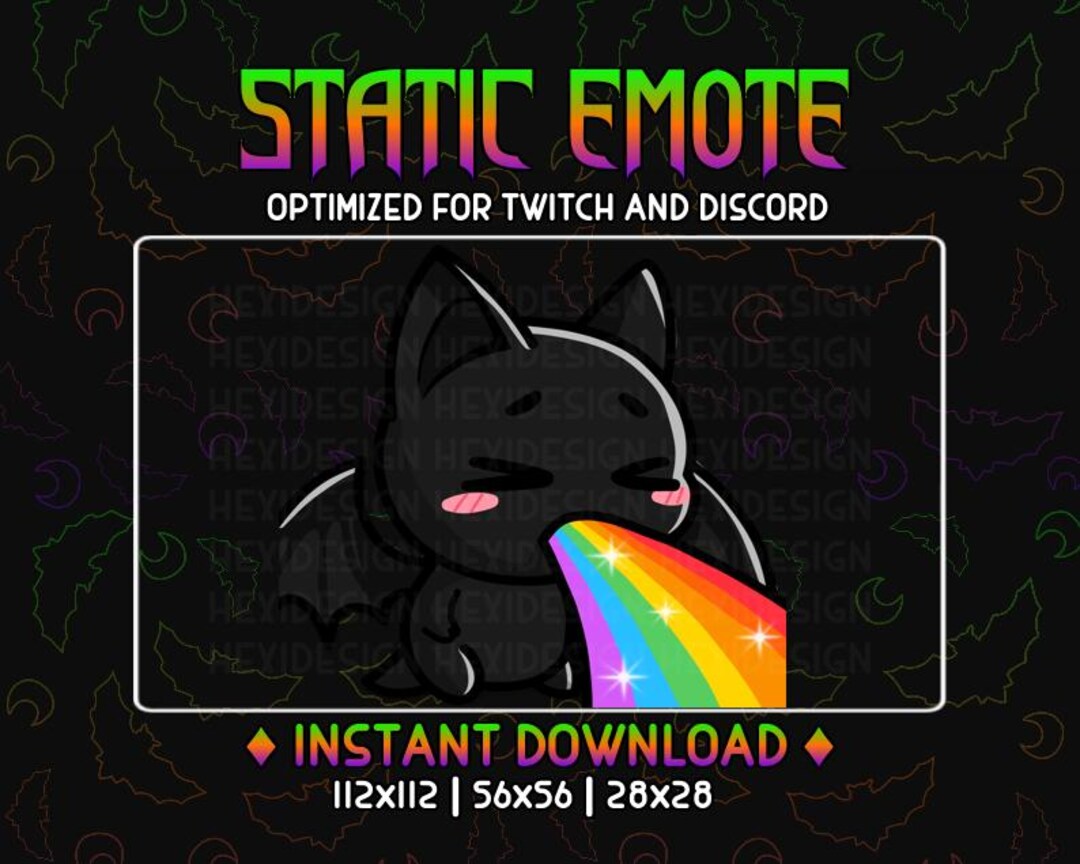 Twitch Emote Black Chibi Bat Throwing up Rainbow Cute Blushing - Etsy
