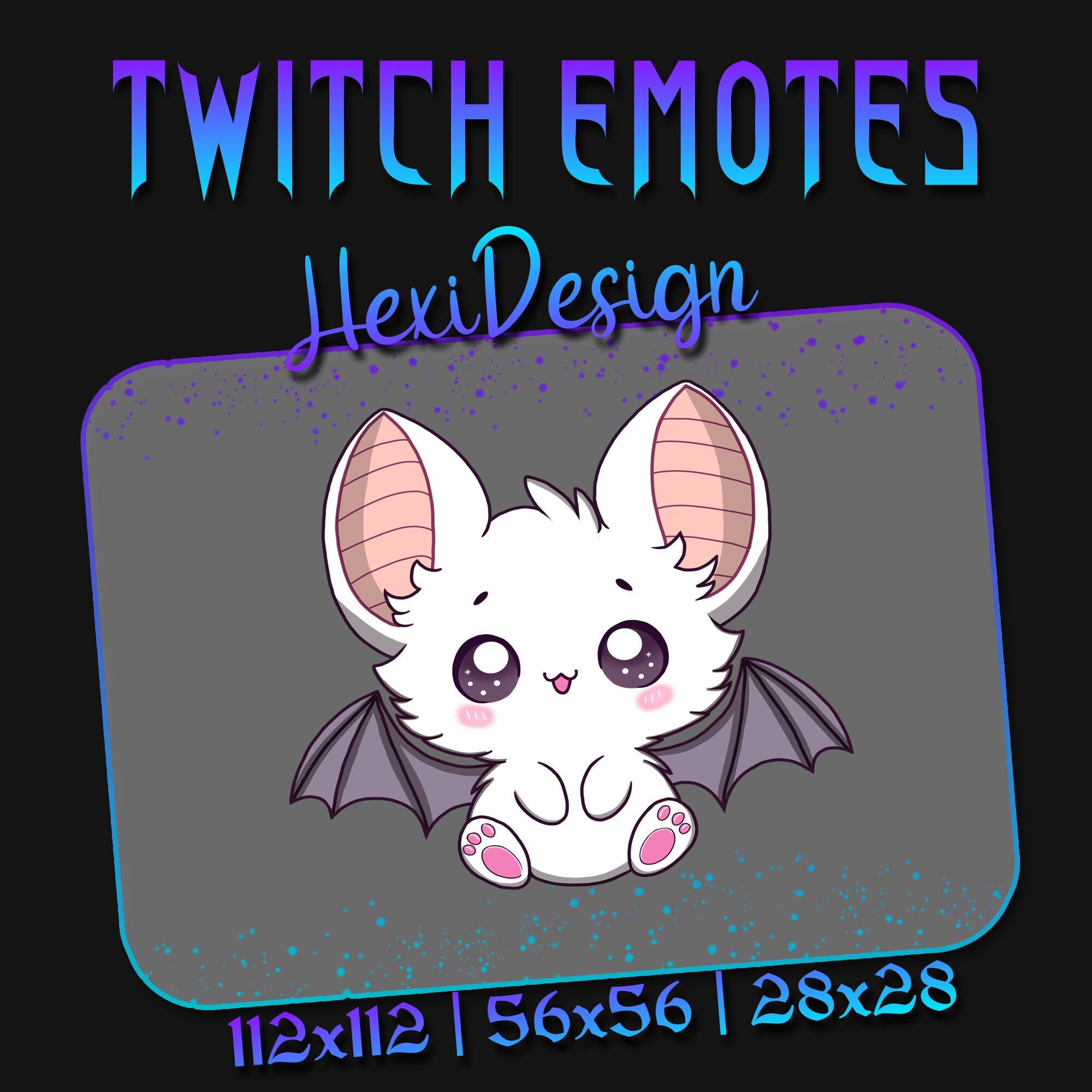 Twitch Emote Pastel Cute White Bat Blushing Sitting - Etsy