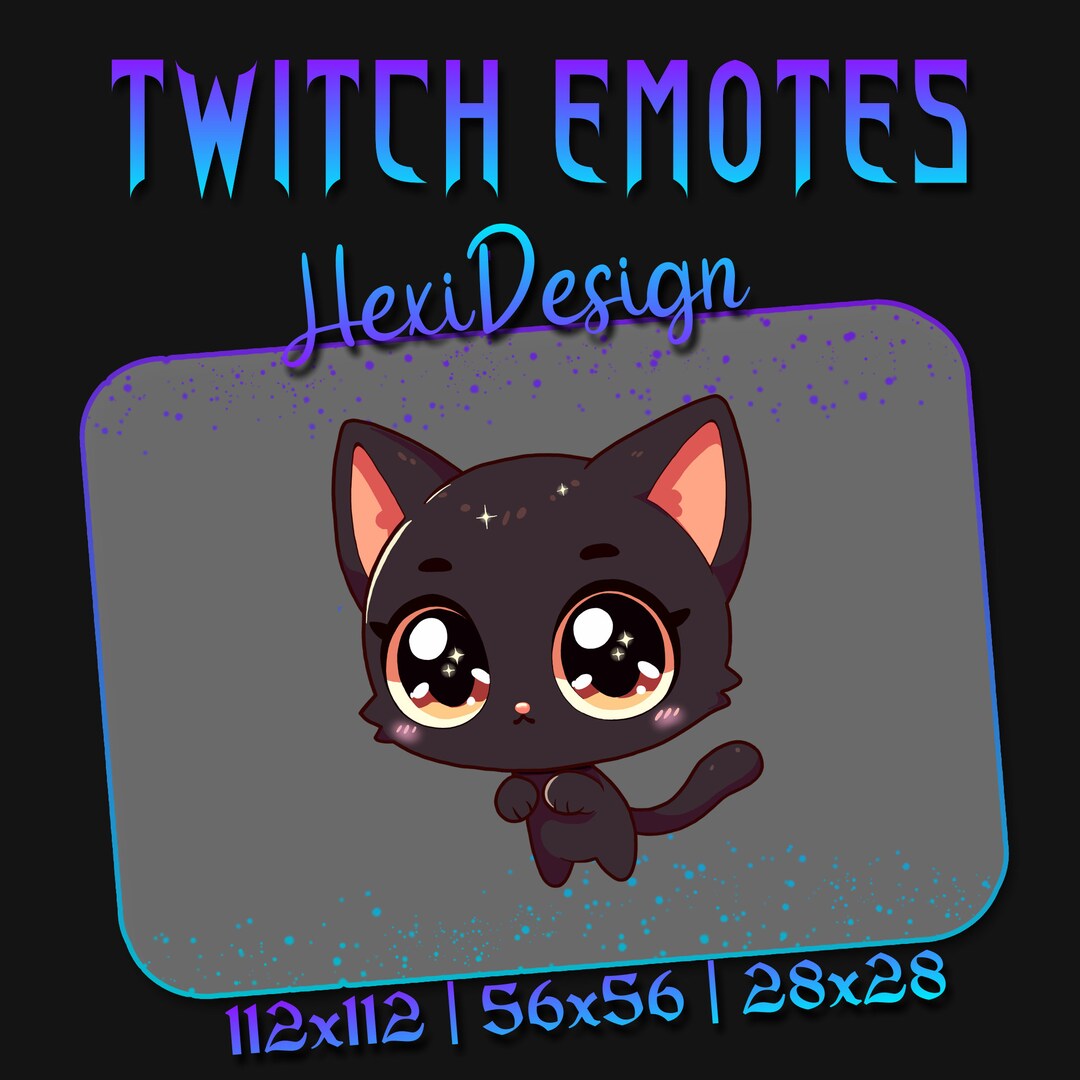 Twitch Emote Black Kitten Standing Sparkle Eyes Emoji - Etsy