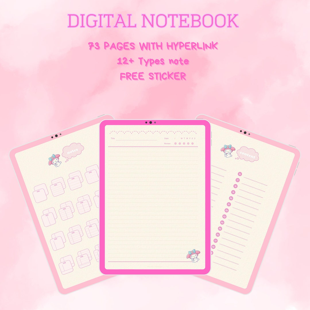 Digital Notebook Cute Pink Digital Notebook Goodnotes Notebook Notebook ...
