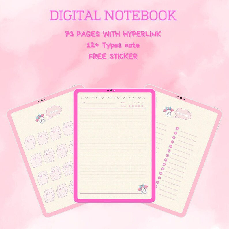 Digital Notebook Cute Pink Digital Notebook Goodnotes Notebook Notebook ...