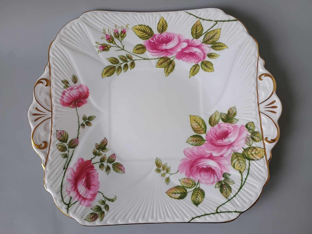 Shelley Rambler Rose With Gold 367 Cake Platter Fine Bone China England ...