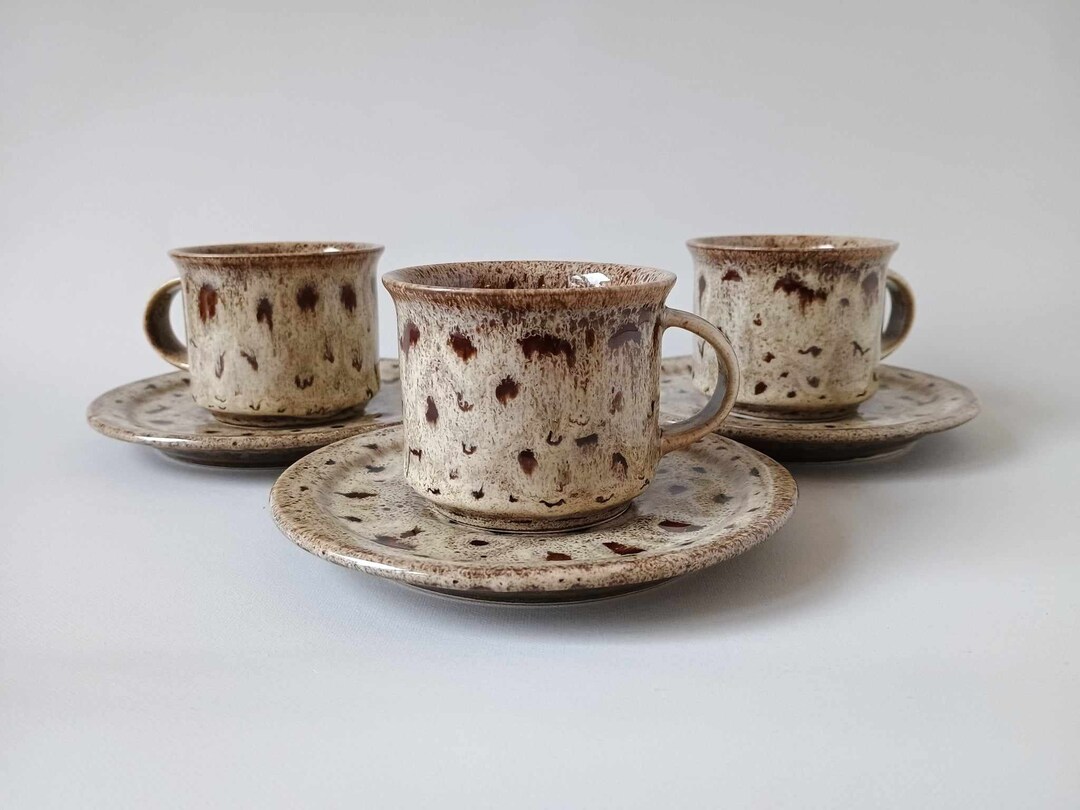 Vintage Mambo Höganäs Coffee Cup Set: Swedish Keramik, 3 Cups & Saucers ...