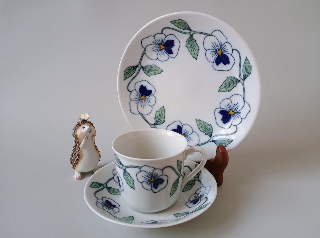 SYLVIA Rörstrand - Trio of Coffee Cup and Saucer & Plate - SYLVIA ...