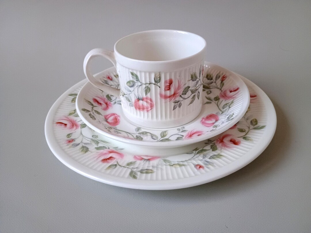 Crown Staffordshire Trio: Leeds Pottery Reproduction, Floral Coffee Cup ...