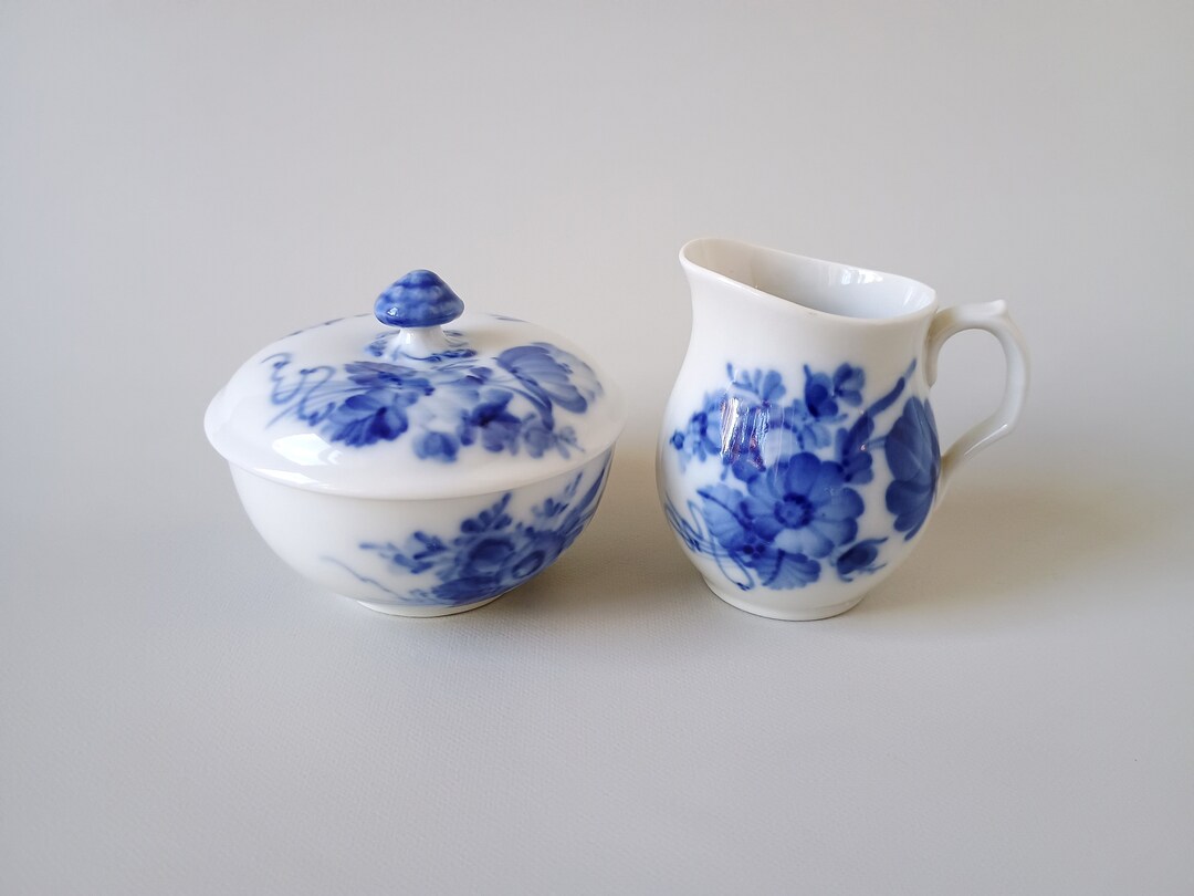 Rare Royal Copenhagen Blue Flower Sugar/cream Set 10/2306 and 10/2305 ...
