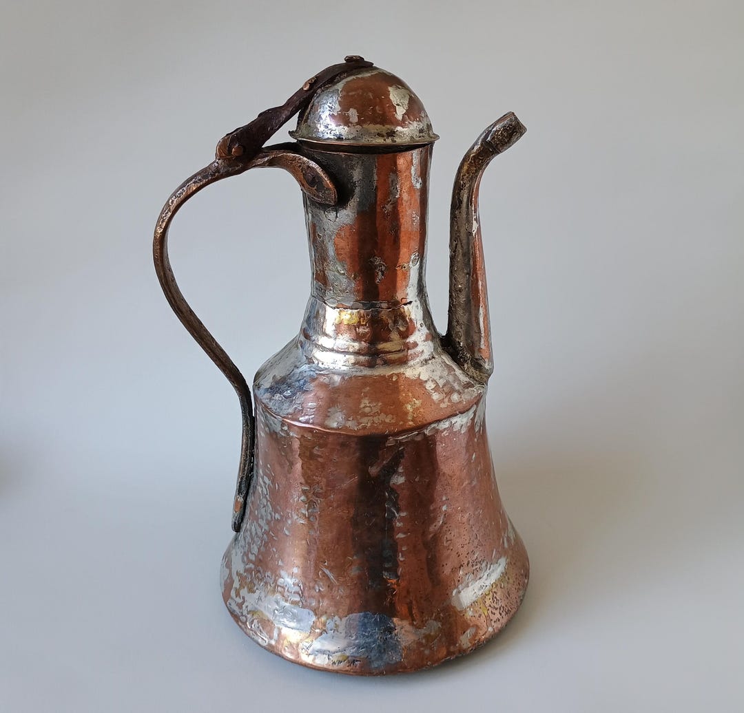 Antique Large Hammered Copper Ewer Water Pitcher - Turkish Coffee ...
