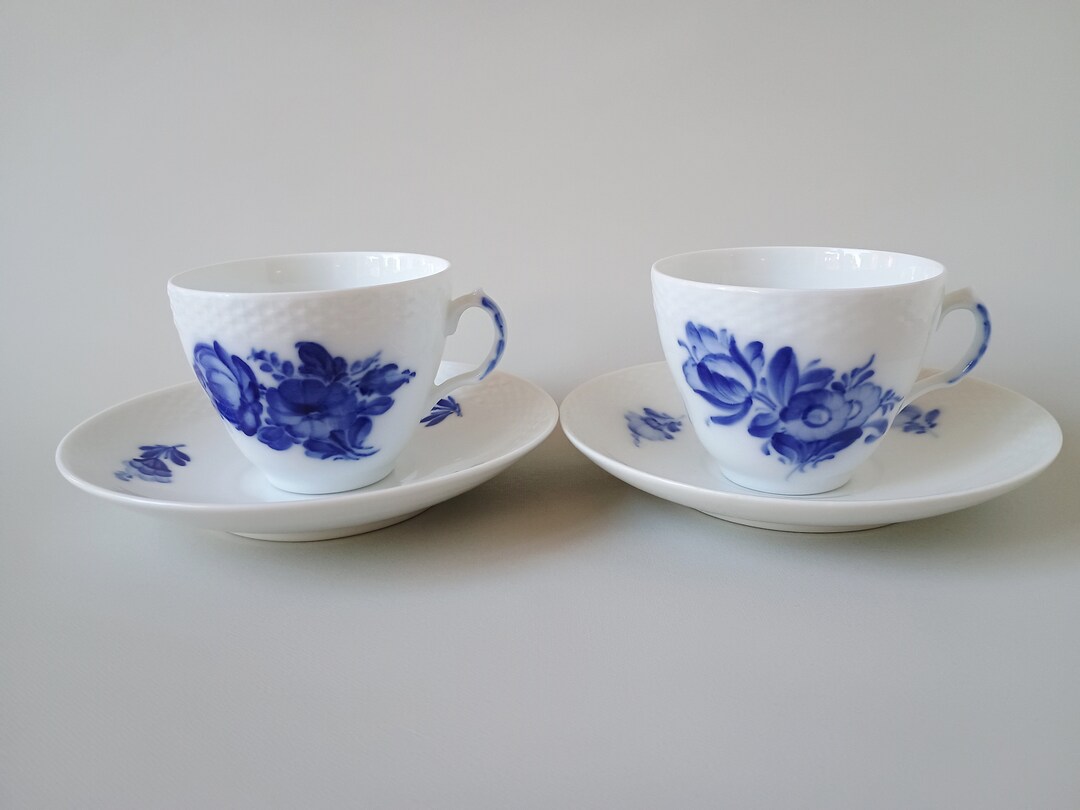 Royal Copenhagen Blue Flower Coffee Cups & Saucers - Hand-painted ...