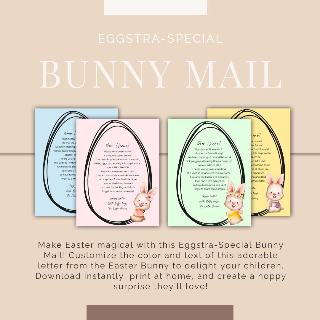 Easter Bunny Letter - Printable Kids’ Note From Easter Bunny, Digital ...