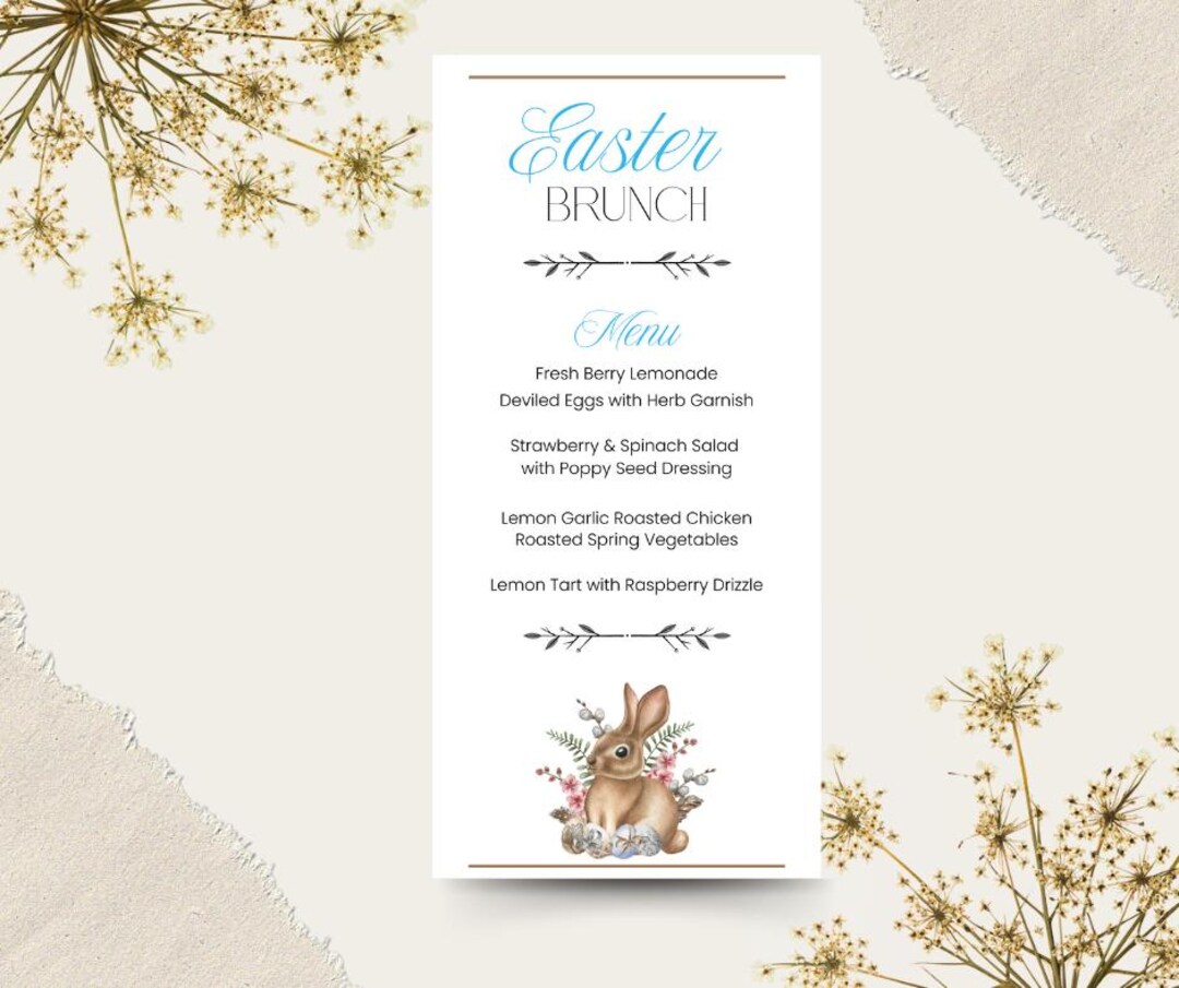 Easter Menu - Printable Spring Brunch & Dinner Template. - Etsy