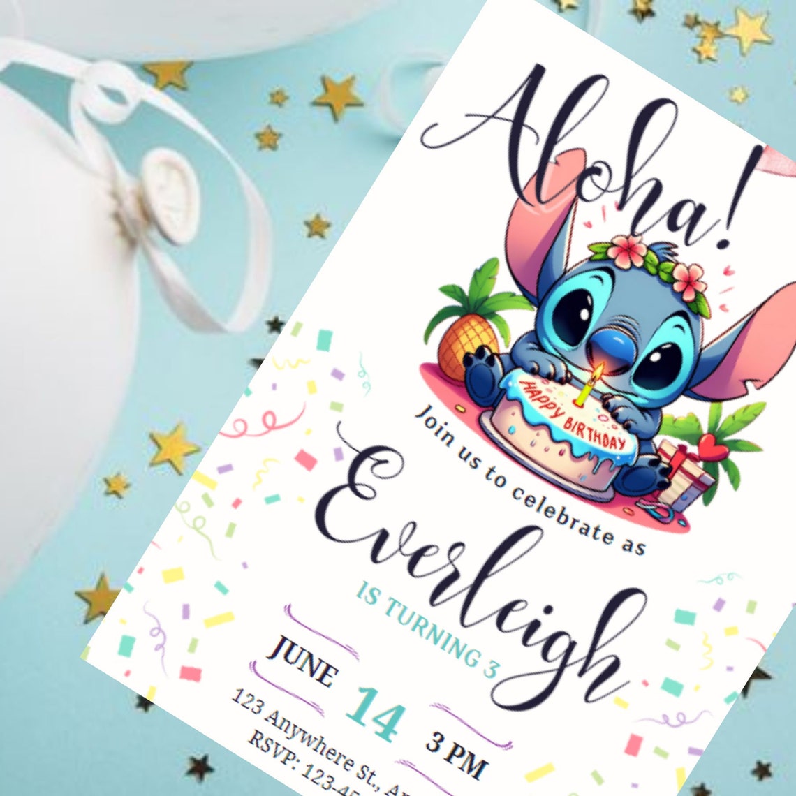 Stitch Birthday Invitation Template Full Customizable on Canva Instant ...