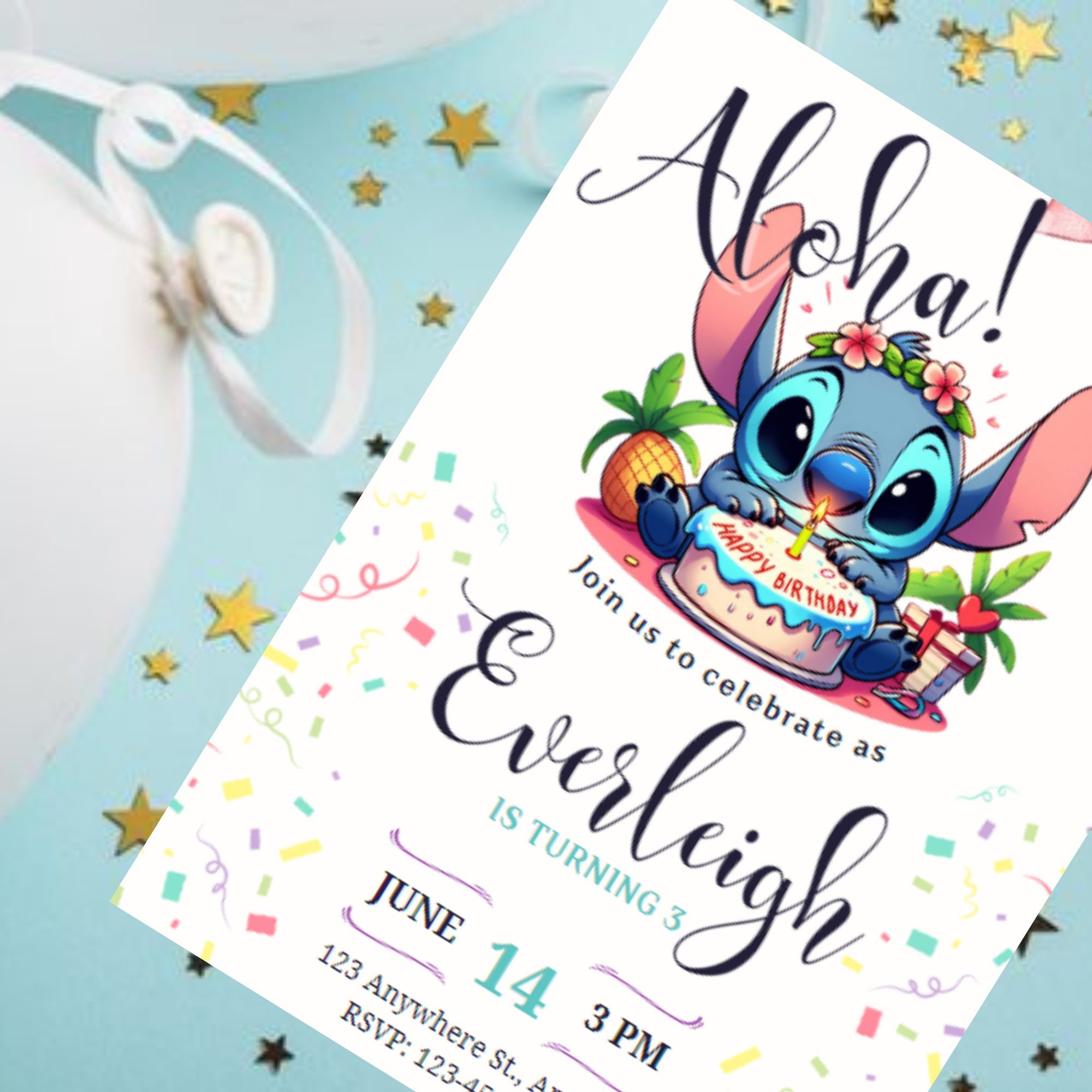 Stitch Birthday Invitation Template | Full Customizable on Canva ...