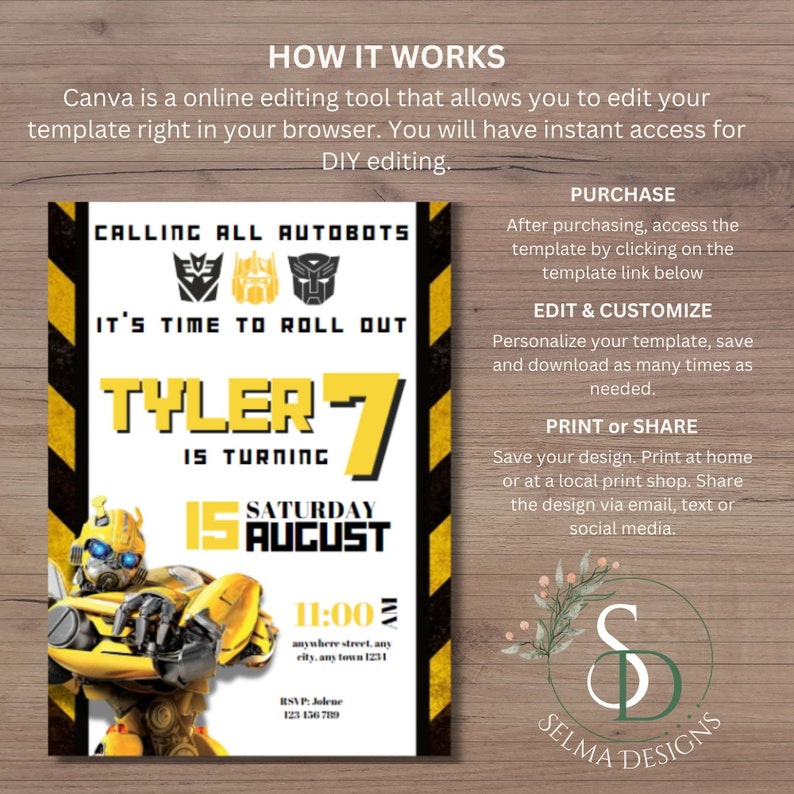 Transformers Birthday Invitation | Customizable and Printable Template ...