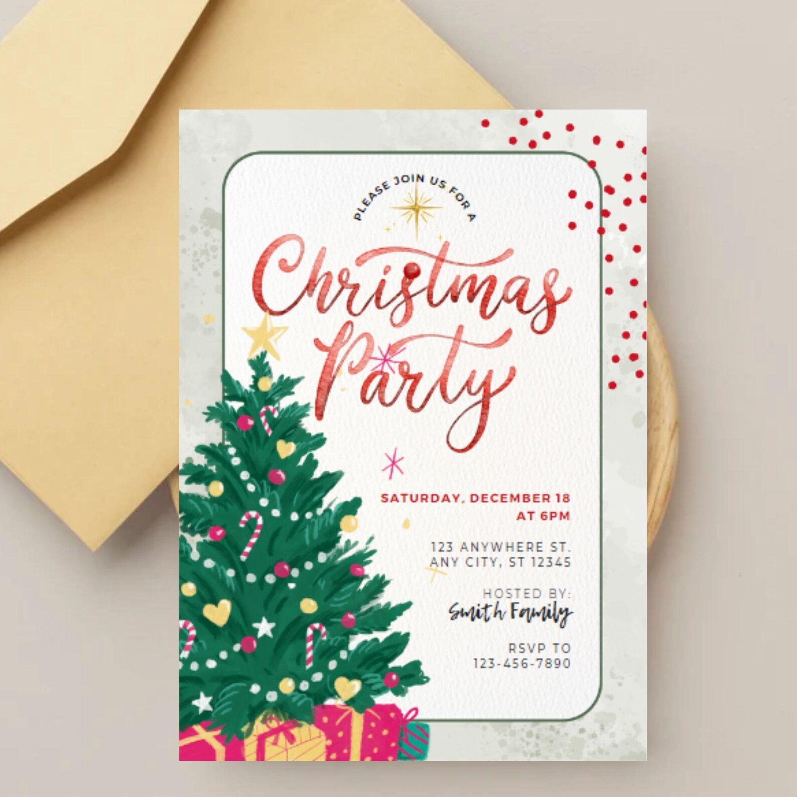 Editable Christmas Party Invitation, Christmas Invitation, Christmas ...