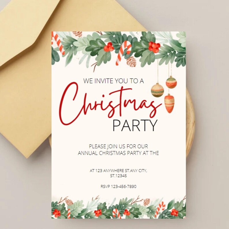 Editable Christmas Party Invitation, Christmas Invitation, Printable ...