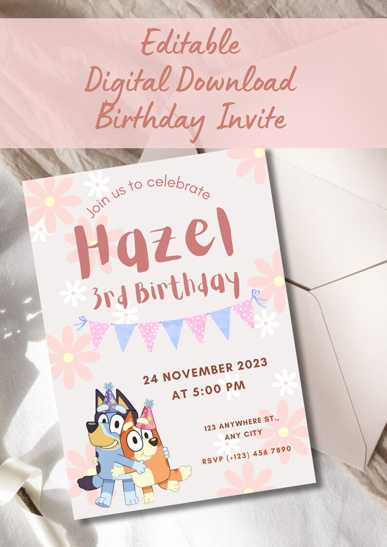 EDITABLE Bluey Invitation, Bluey Birthday Invitation, Party Invite ...