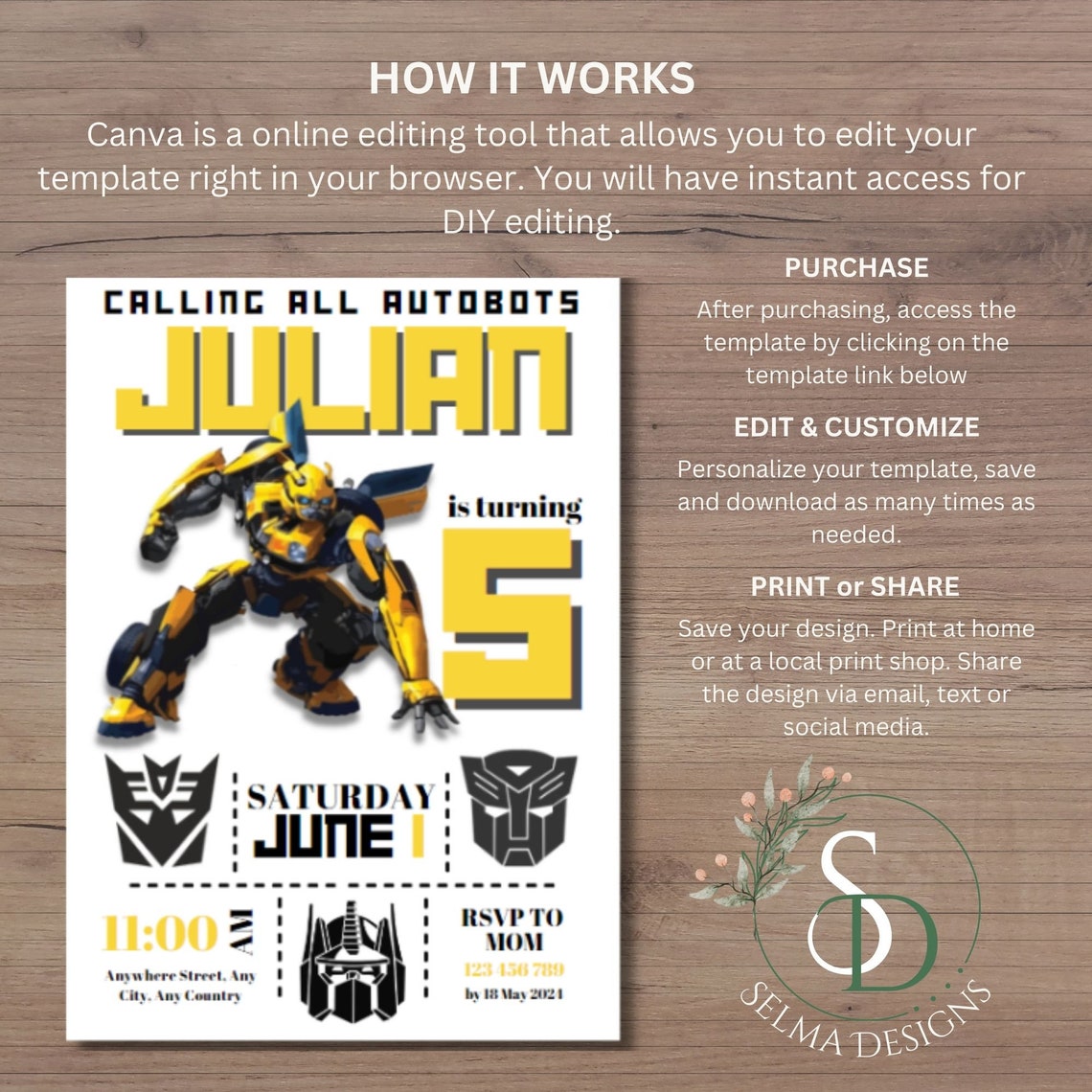 Transformers Birthday Invitation | Customizable and Printable Template ...