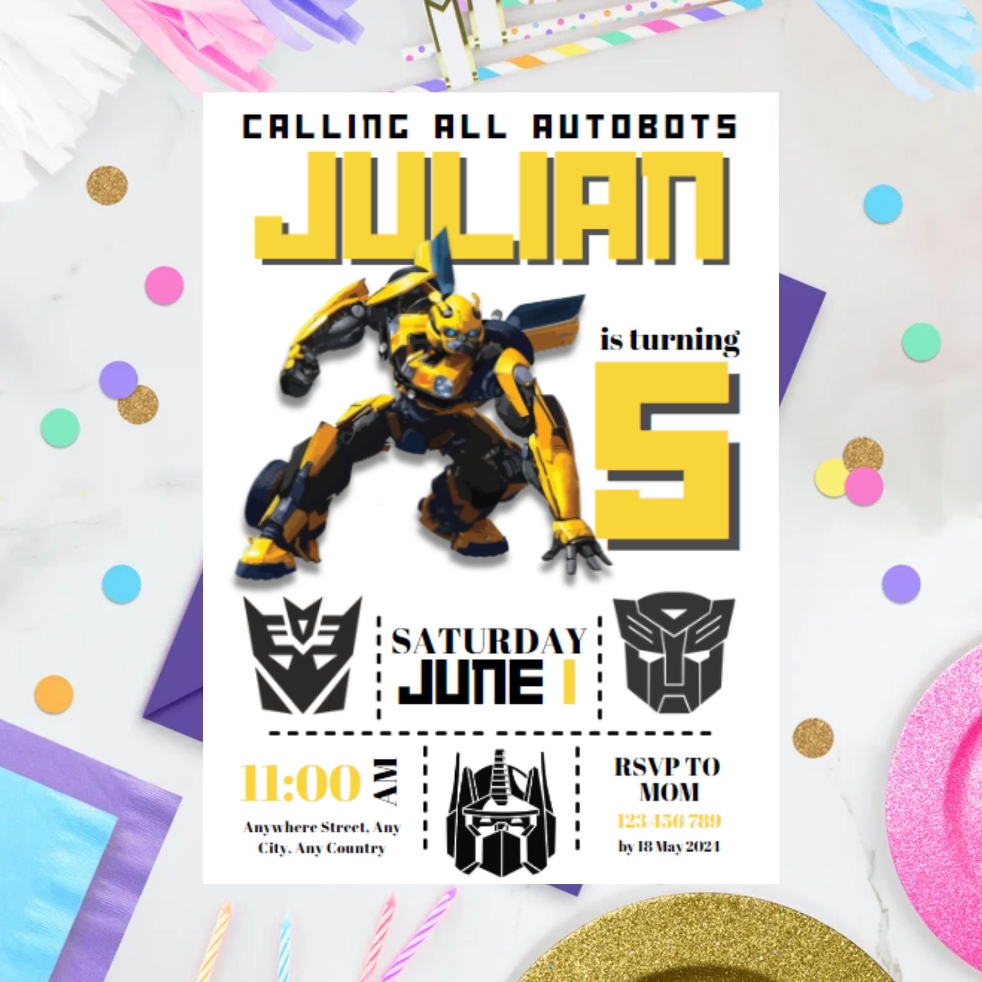 Transformers Birthday Invitation | Customizable and Printable Template ...