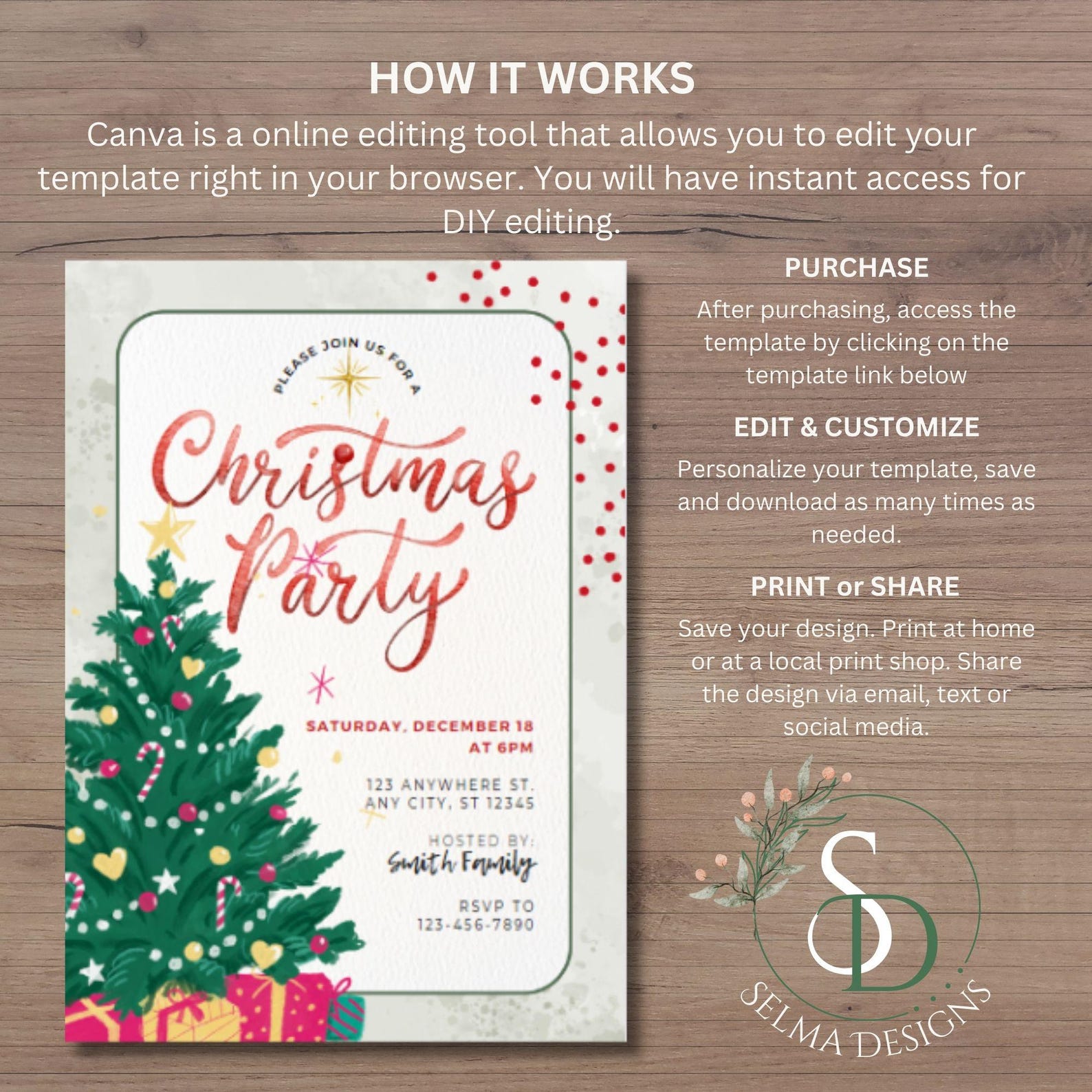 Editable Christmas Party Invitation, Christmas Invitation, Christmas ...