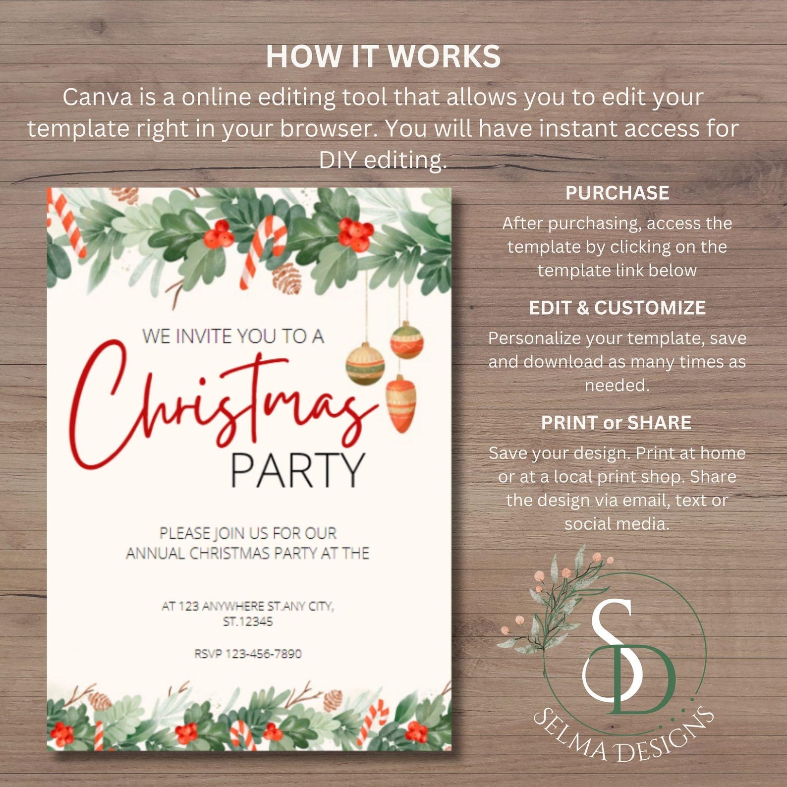 Editable Christmas Party Invitation, Christmas Invitation, Printable ...