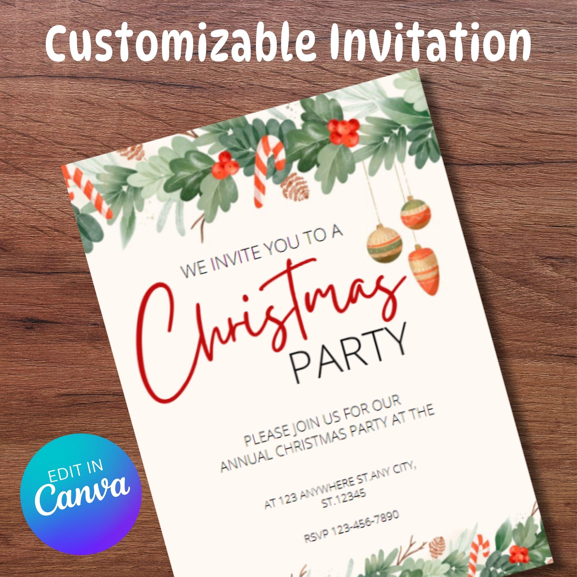 Editable Christmas Party Invitation, Christmas Invitation, Printable ...