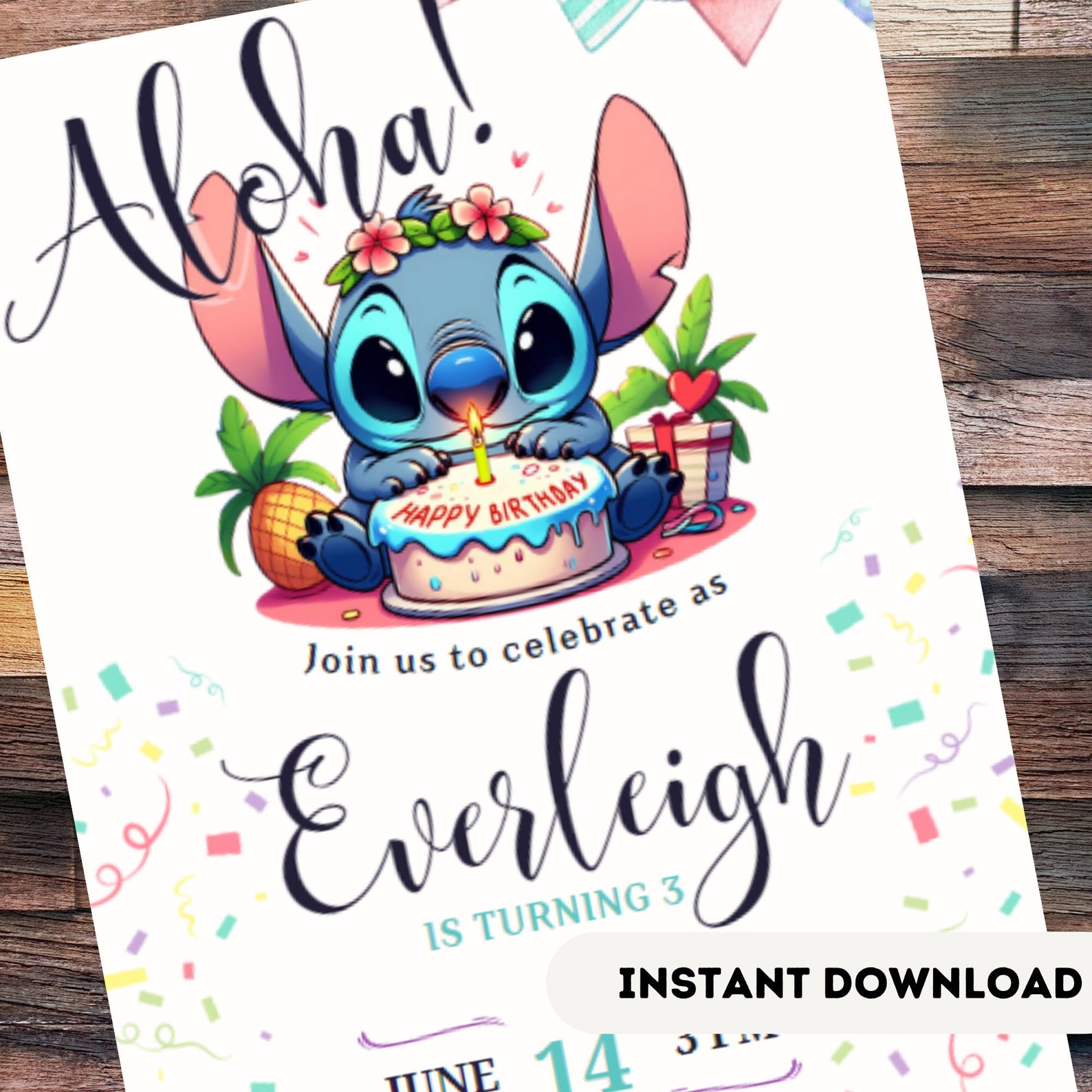 Stitch Birthday Invitation Template Full Customizable on Canva Instant ...
