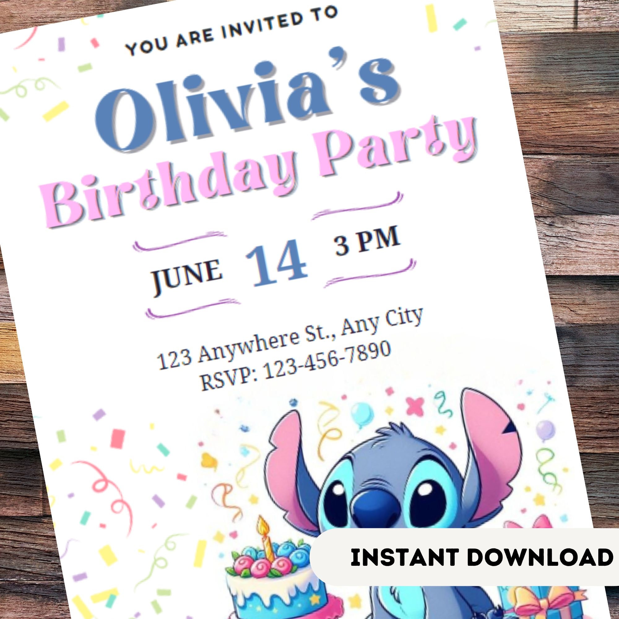 Stitch Birthday Invitation Template | Full Customizable on Canva ...
